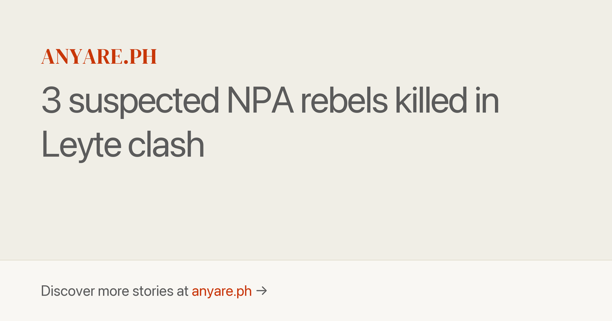3 suspected NPA rebels killed in Leyte clash — Anyare.ph