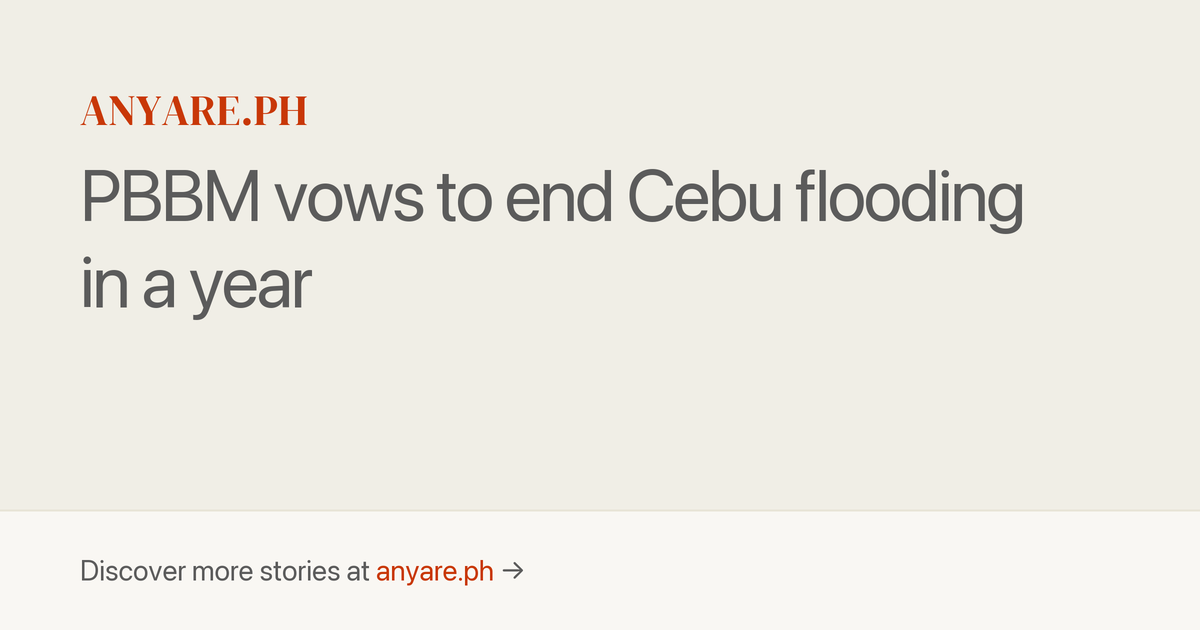 Marcos Jr. vows reduced flooding in Cebu within a year — Anyare.ph