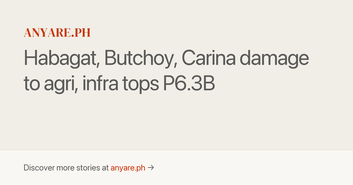 Habagat, Butchoy, Carina damage to agri, infra tops P6.3B — Anyare.ph