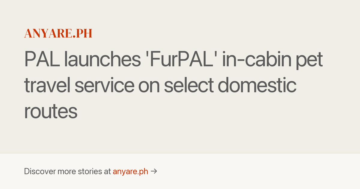 PAL allows small dogs in-cabin on select domestic flights — Anyare.ph