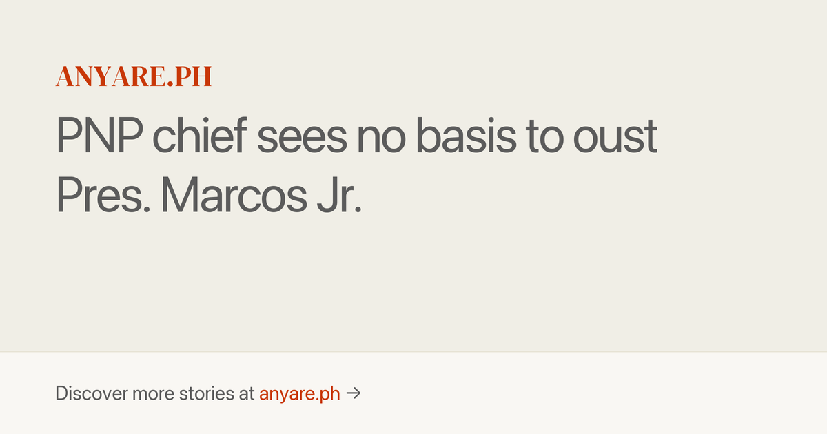 PNP chief sees no basis to oust Pres. Marcos Jr. — Anyare.ph