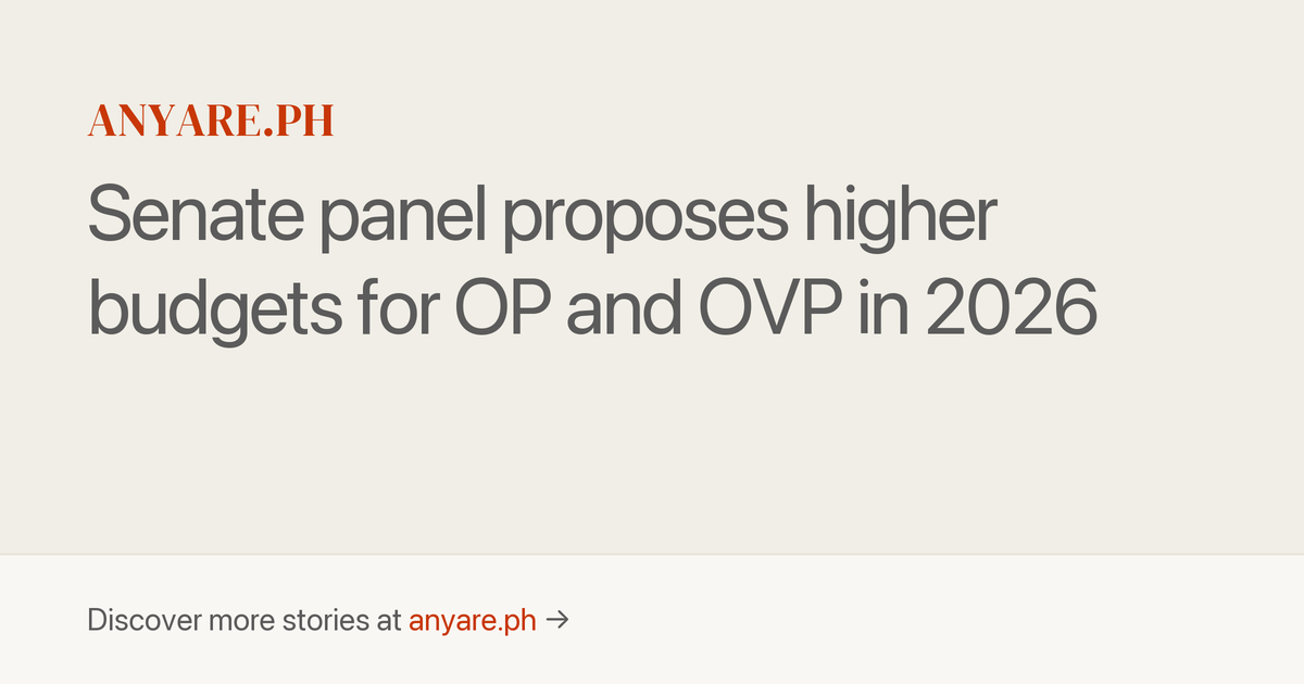 Senate panel proposes higher budgets for OP and OVP in 2026 — Anyare.ph